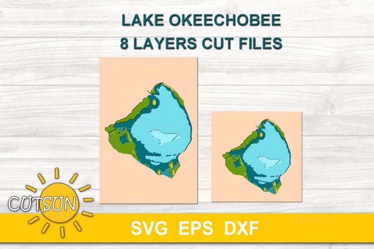Lake Okeechobee 3d layered map SVG - 8 layers