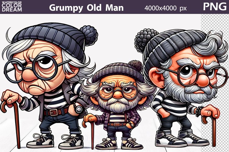 Grumpy Old Man Clipart | Funny Old Man Sublimation (4218356)