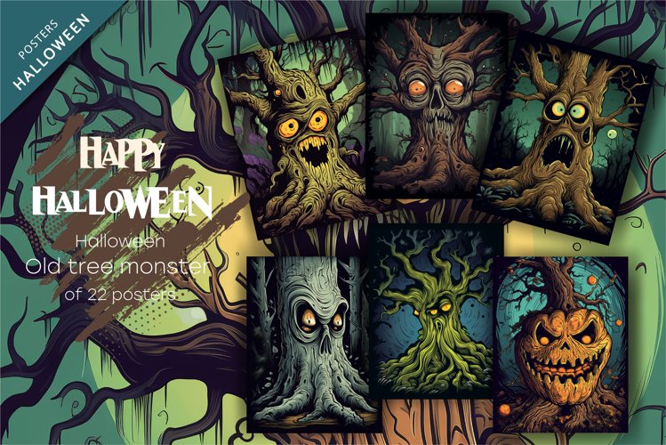 Old tree monster. Halloween Clipart.