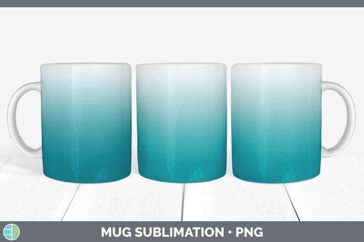 Ombre Cyan Mug Wrap Sublimation Coffee Cup Designs