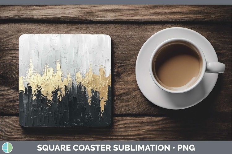 Ombre Paint Black Square Coaster | Sublimation Coaster Desig