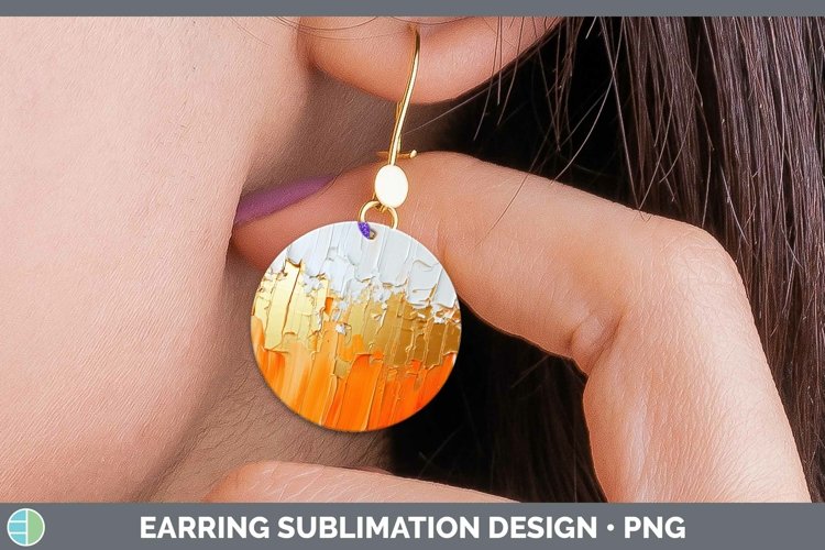 Ombre Paint Orange 02 Round Earrings | Sublimation Earrings