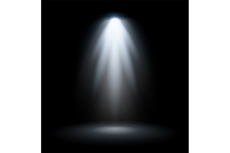 Realistic light rays. Dark scene illumination mockup