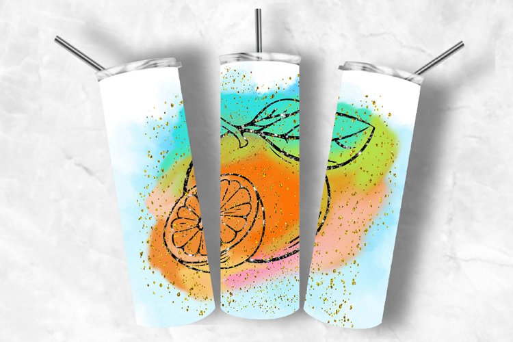 Orange Fruit Tumbler Wrap 20oz Skinny Sublimation Design