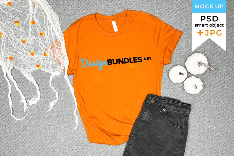 Orange tshirt mockup Halloween | Halloween clothing mockup