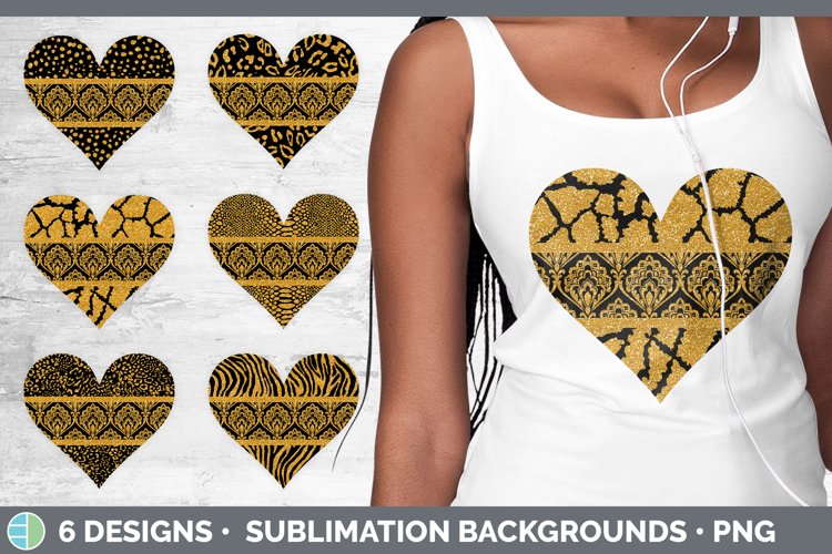 Orange Damask Hearts Clipart | Sublimation Designs