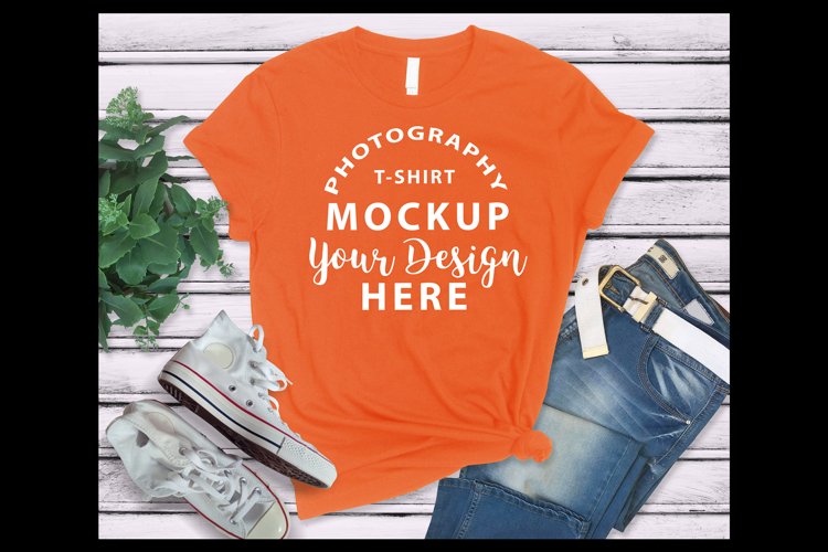 Bella Canvas 3001 t-shirt mock-up ORANGE (2266568)