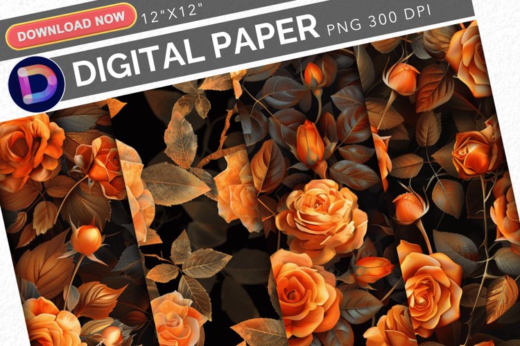 Orange Roses Digital Paper