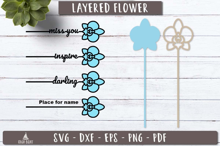Orchid Flower Name SVG 3d Layered Laser Cut