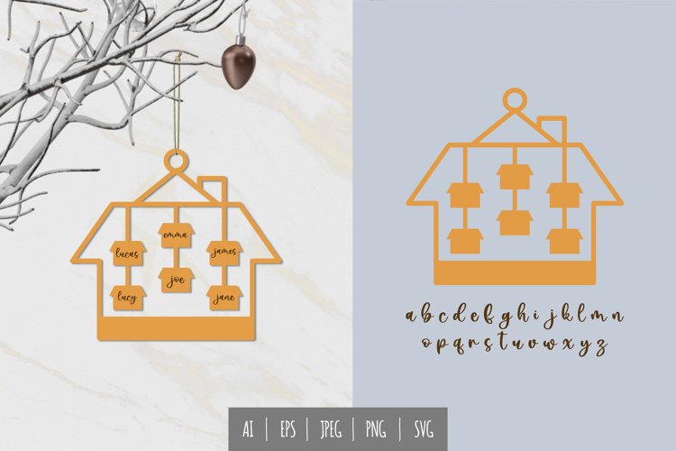 House with Custom Text for Tree Decoration Papercut