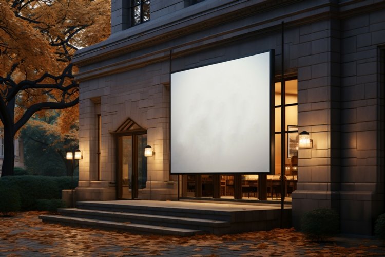 Wall Mounted Sign on Building Mockup (3649605)