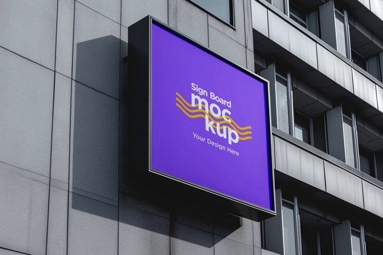 Sign Board Mockup on Building Wall (3349583)