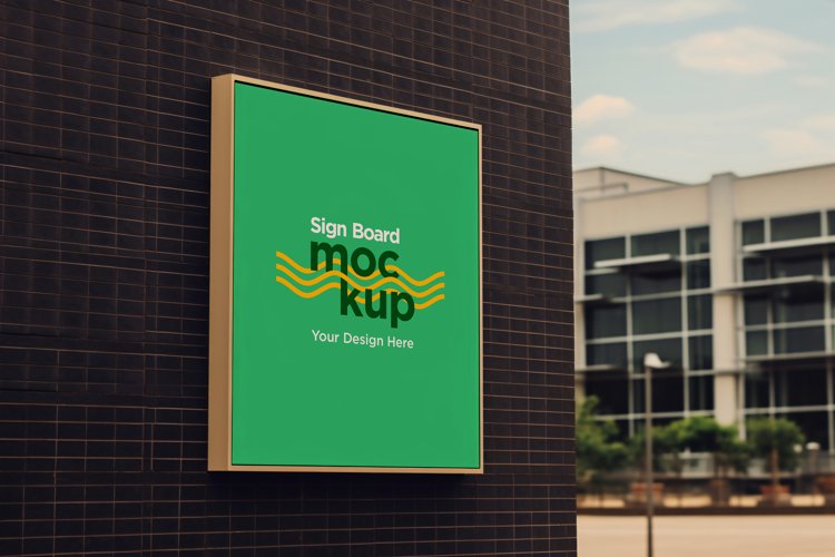Wall Mounted Sign on Building Mockup (3349616)