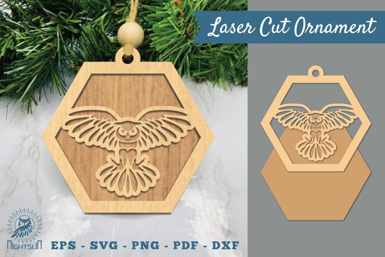 Owl Laser Cut Ornament SVG