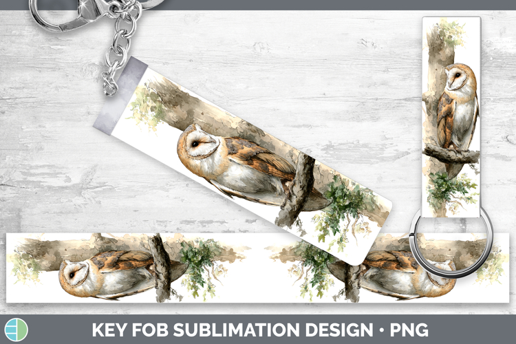 Barn Owl Owls Sketch Key Fob Sublimation Design