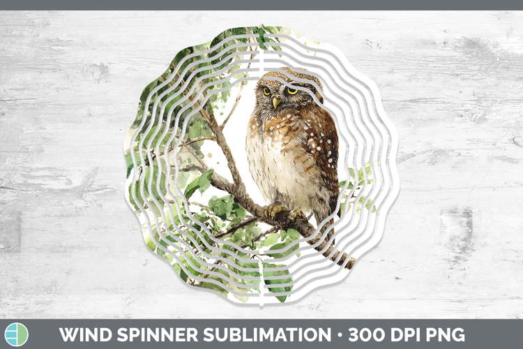 Pearl-spotted Owl Owls Sketch Wind Spinner Sublimation Desig