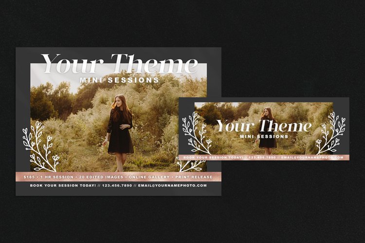 Black and Rose Floral Photography Mini Session & FB Cover PS