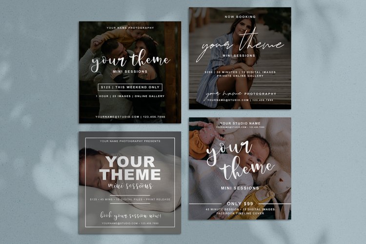 Photography Mini Session Editable PSD Templates - Set of 4