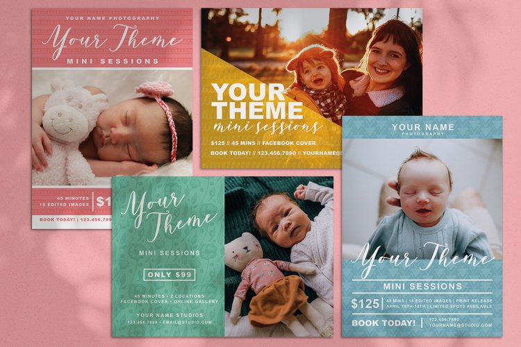 Photography Mini Session Editable PSD Templates - Set of 4