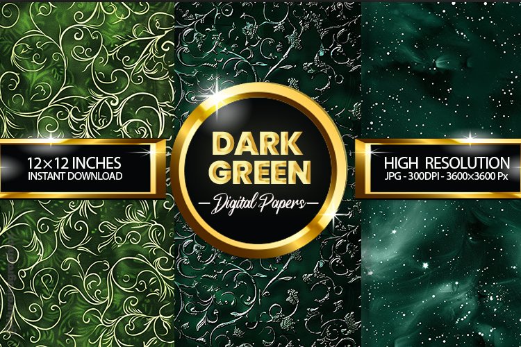 Dark Green Digital Papers - 03 Variations