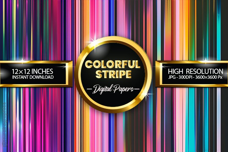 Colorful Stripe Digital Papers - 04 Variations (3776179)