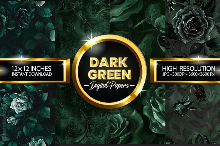 Dark Green Digital Papers - 04 Variations (3790680)