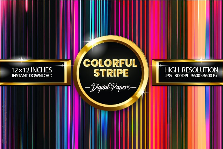 Colorful Stripe Digital Papers - 04 Variations (3776184)