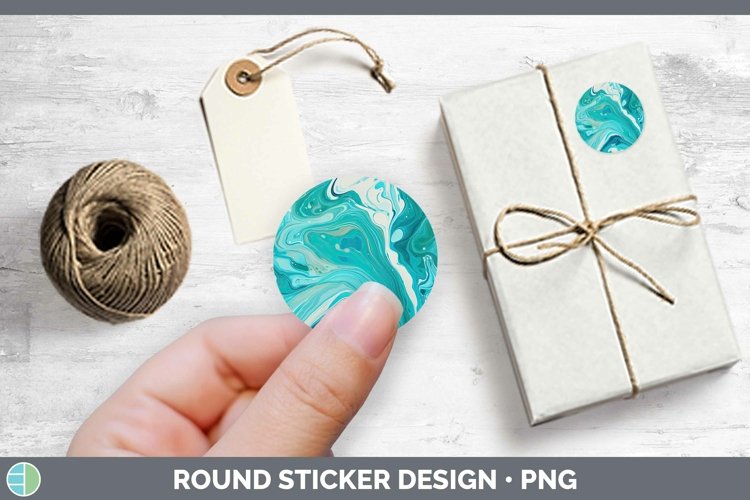 Paint Pour Blue 2 Stickers | Round Labels Designs
