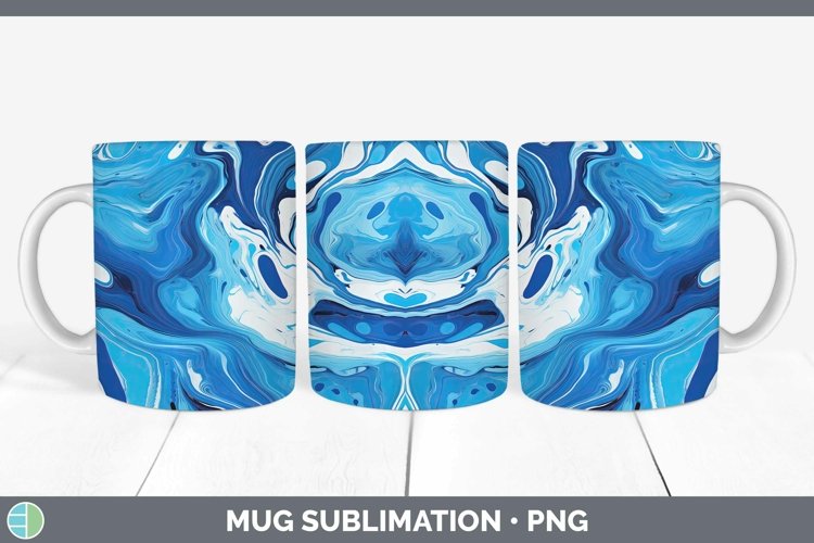 Paint Pour Blue Mug Wrap Sublimation Coffee Cup Designs