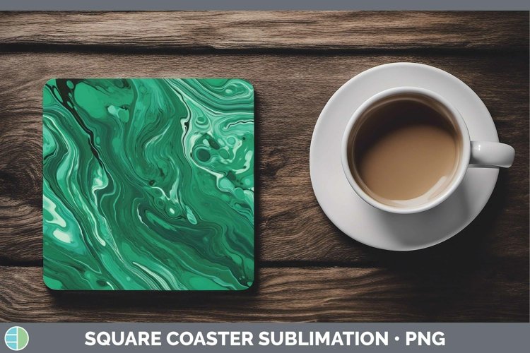 Paint Pour Green 2 Square Coaster Sublimation Coaster Design