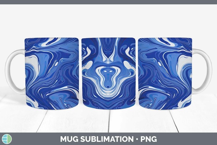 Paint Pour Indigo Mug Wrap Sublimation Coffee Cup Designs