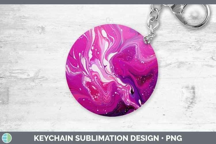 Paint Pour Magenta Keychain Sublimation Keyring Designs
