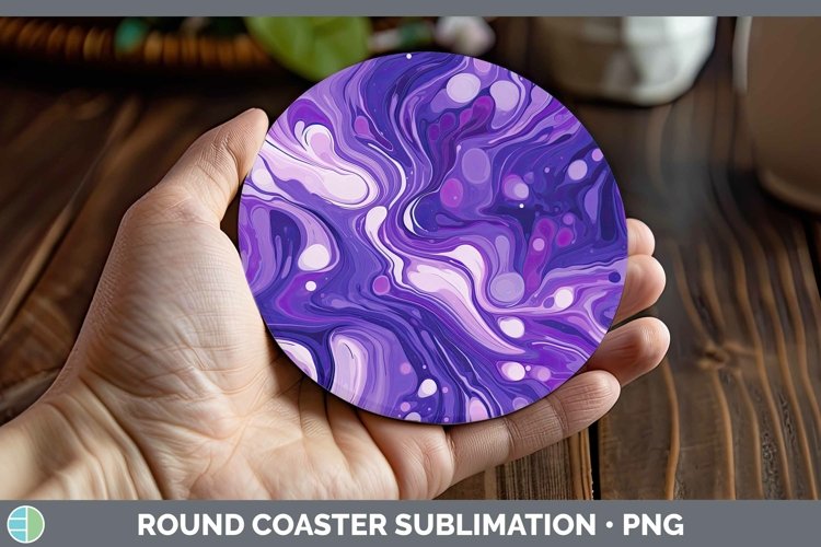 Paint Pour Purple Round Coaster Sublimation Coaster Designs