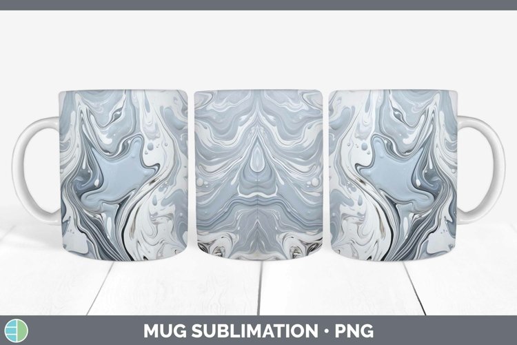 Paint Pour Silver Mug Wrap Sublimation Coffee Cup Designs
