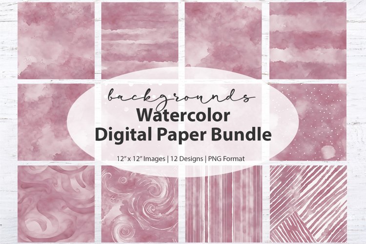 Digital Paper, printable paper bundle: Light pink Watercolor