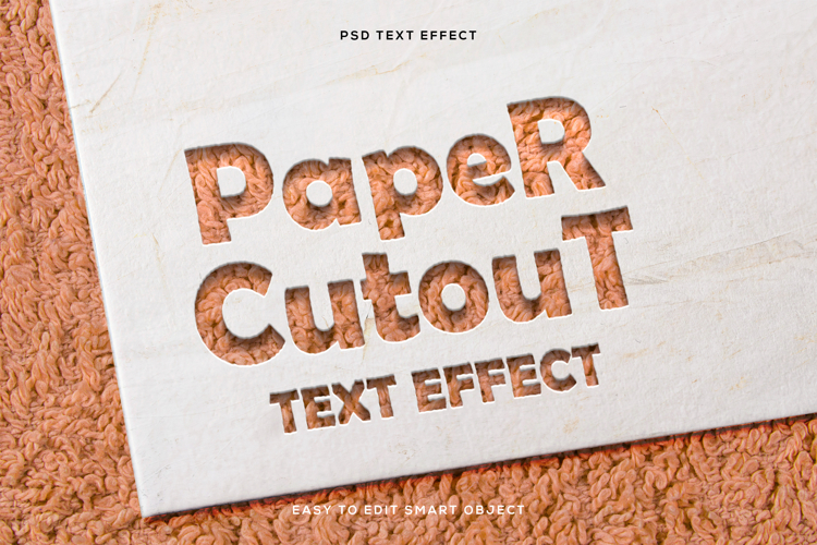 Editable Paper Cutout Logo Mockup Text Effect Photoshop