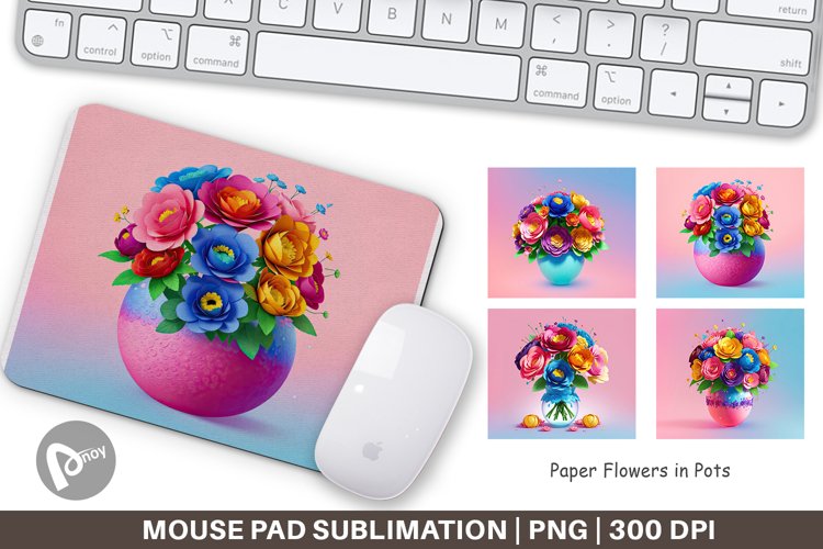 Mouse Pad Paper Flowers in Pots (3621094)