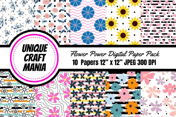 Flower Power Digital Paper Pack