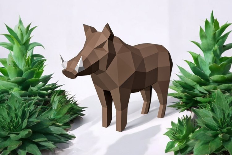 African Warthog sculpture - 3d papercraft