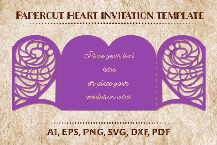 Intricate Heart Invitation Cut Template