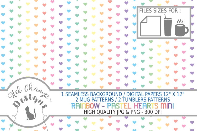 Rainbow Pastel Hearts Mini | Papers | Patterns | Sublimation