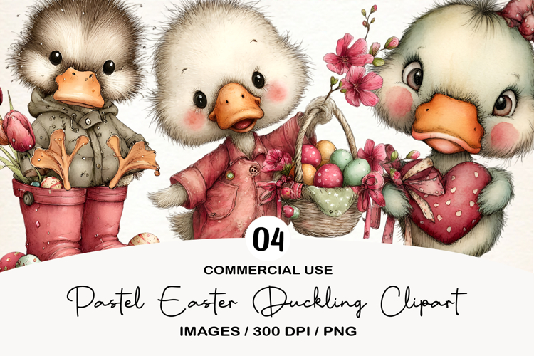 Pastel Easter Duckling Clipart