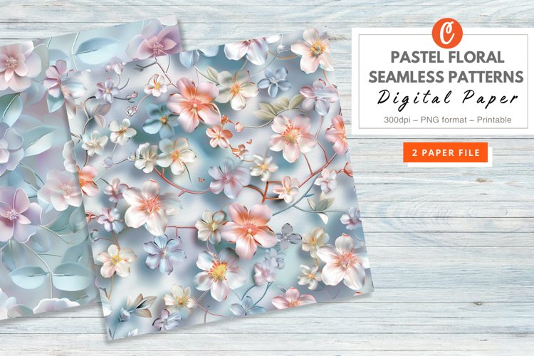 Pastel Floral Seamless Patterns Digital Paper