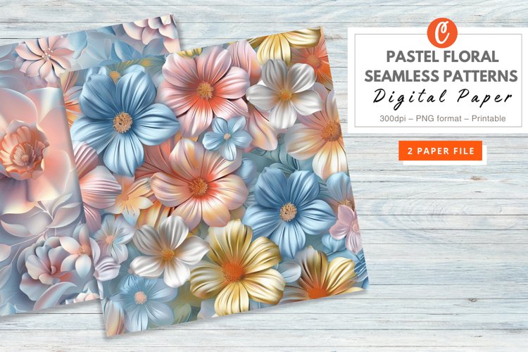 Pastel Floral Seamless Patterns Digital Paper