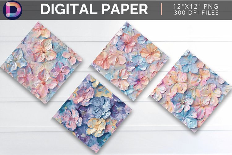Pastel Impasto Flowers Digital Paper