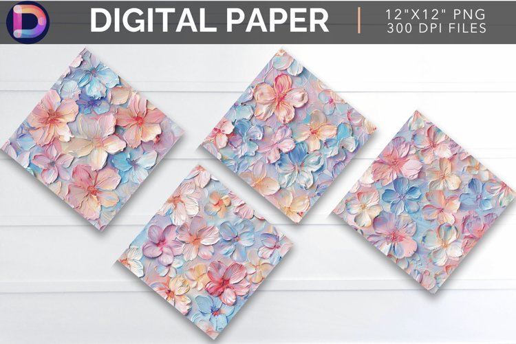 Pastel Impasto Flowers Digital Paper
