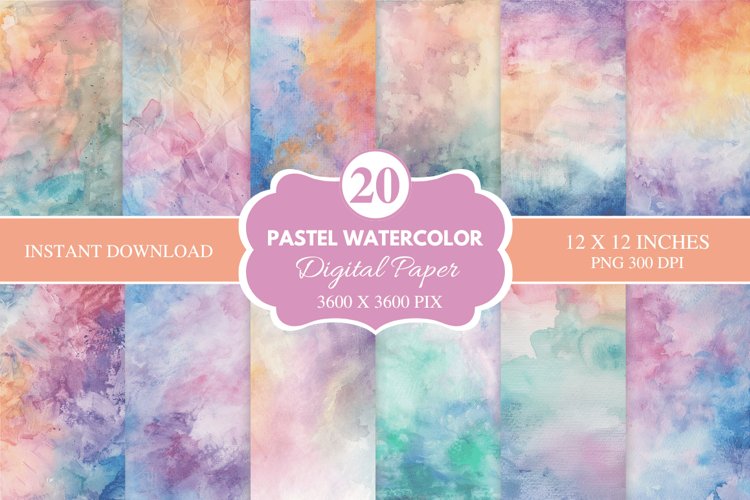 Pastel Watercolor Seamless Digital Paper Bundle