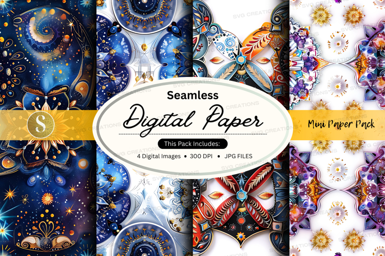 Seamless digital paper pack mockup (6559734)