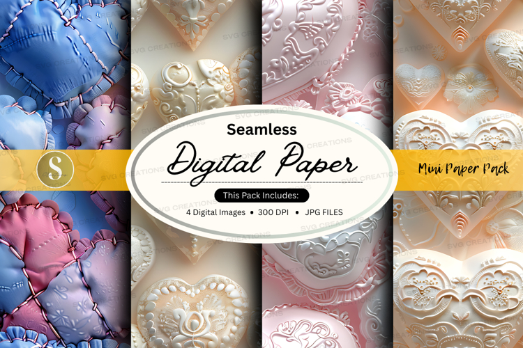 Seamless digital paper - heart pattern pack (6562411)