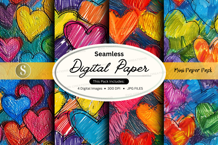 Seamless digital paper with colorful hearts